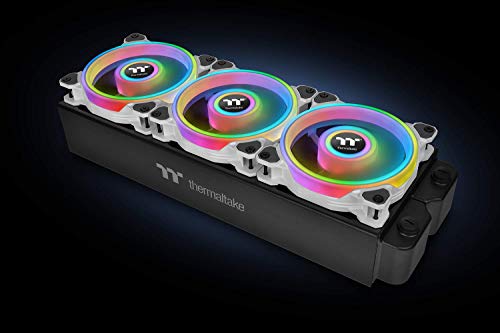 Thermaltake Riing Quad 120mm 16.8 Million RGB Color (Alexa, Razer Chroma) Software Enabled 4 Light Rings 54 Addressable LED 9 Blades Hydraulic Bearing White Case/Radiator Fan, 3 Pack, CL-F100-PL12SW-B