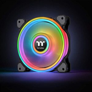 Thermaltake Riing Quad 120mm 16.8 Million RGB Color (Alexa, Razer Chroma) Software Enabled 4 Light Rings 54 Addressable LED 9 Blades Hydraulic Bearing Case/Radiator Fan CL-F088-PL12SW-B, Black