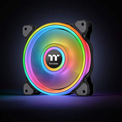 Thermaltake Riing Quad 120mm 16.8 Million RGB Color (Alexa, Razer Chroma) Software Enabled 4 Light Rings 54 Addressable LED 9 Blades Hydraulic Bearing Case/Radiator Fan CL-F088-PL12SW-B, Black