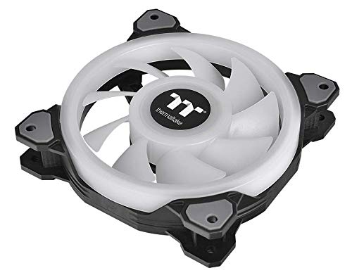 Thermaltake Riing Quad 120mm 16.8 Million RGB Color (Alexa, Razer Chroma) Software Enabled 4 Light Rings 54 Addressable LED 9 Blades Hydraulic Bearing Case/Radiator Fan CL-F088-PL12SW-B, Black