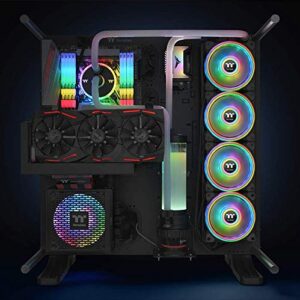 Thermaltake Riing Quad 120mm 16.8 Million RGB Color (Alexa, Razer Chroma) Software Enabled 4 Light Rings 54 Addressable LED 9 Blades Hydraulic Bearing Case/Radiator Fan CL-F088-PL12SW-B, Black