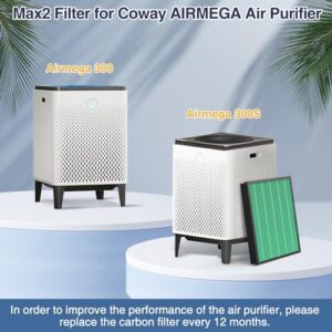 300 Replacement Filter for Coway AIRMEGA Max2 300/300S Combined True HEPA with Activated Carbon 2-in-1 Filter, AP-1515-FP