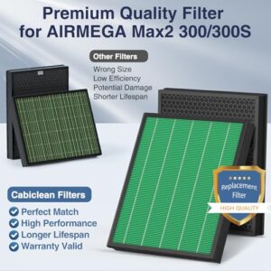 300 Replacement Filter for Coway AIRMEGA Max2 300/300S Combined True HEPA with Activated Carbon 2-in-1 Filter, AP-1515-FP