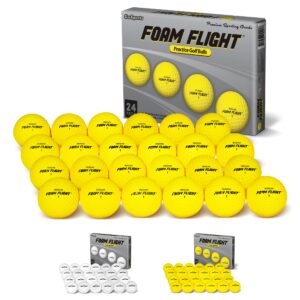 gosports foam flight practice golf balls - pack of 24 limited flight training balls -choose between classic white or hi-vis yellow