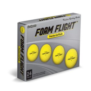 GoSports Foam Flight Practice Golf Balls - Pack of 24 Limited Flight Training Balls -Choose Between Classic White or Hi-Vis Yellow