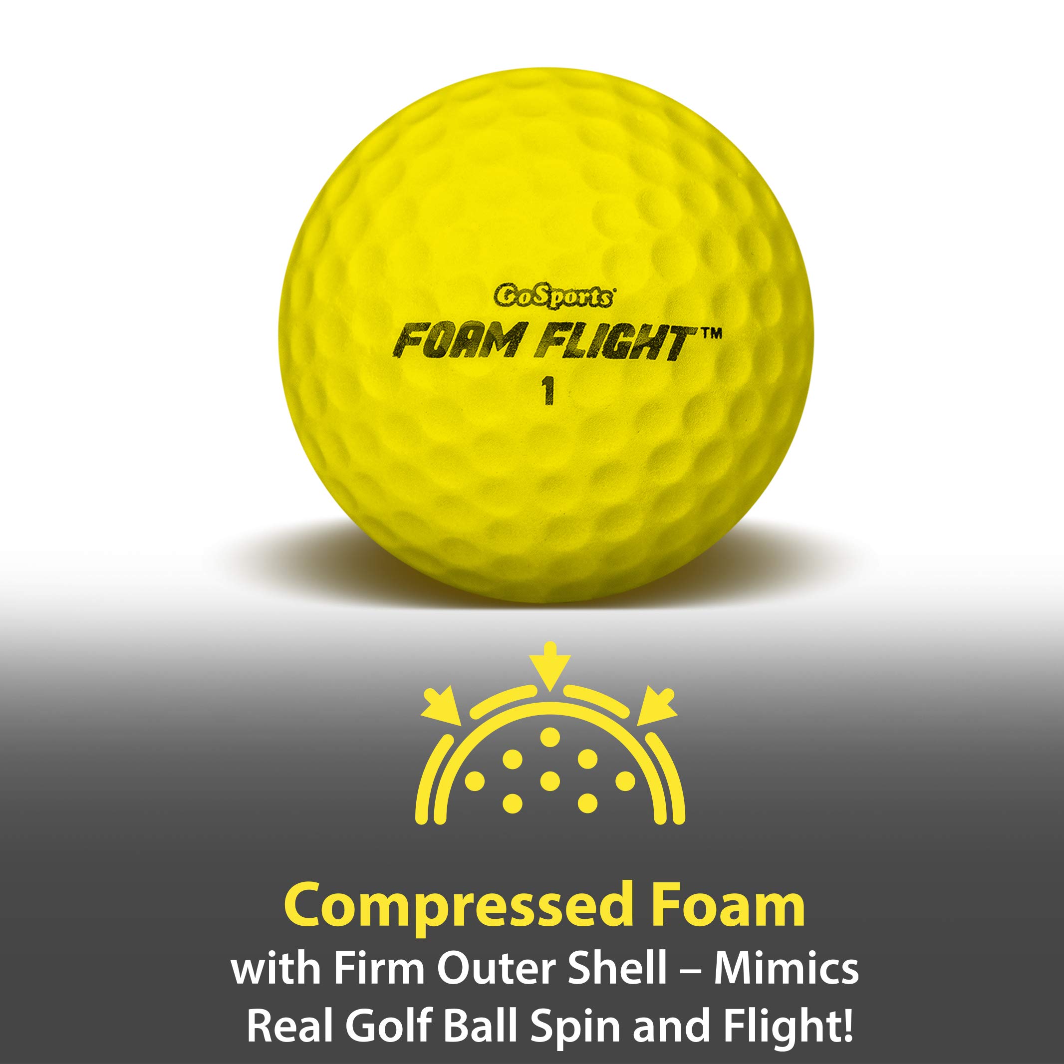 GoSports Foam Flight Practice Golf Balls - Pack of 24 Limited Flight Training Balls -Choose Between Classic White or Hi-Vis Yellow