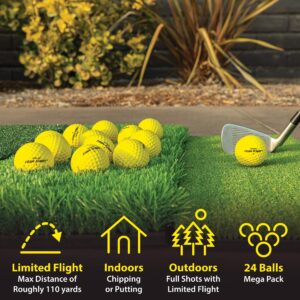 GoSports Foam Flight Practice Golf Balls - Pack of 24 Limited Flight Training Balls -Choose Between Classic White or Hi-Vis Yellow