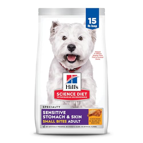 Hill's Science Diet Sensitive Stomach & Skin, Adult 1-6, Stomach & Skin Sensitivity Supoort, Small Kibble, Dry Dog Food, Chicken Recipe, 15 lb Bag