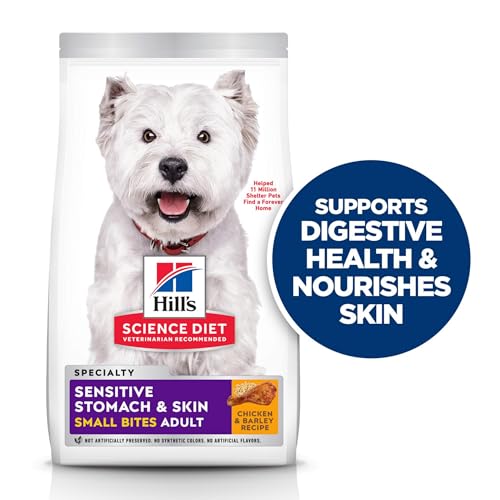 Hill's Science Diet Sensitive Stomach & Skin, Adult 1-6, Stomach & Skin Sensitivity Supoort, Small Kibble, Dry Dog Food, Chicken Recipe, 15 lb Bag