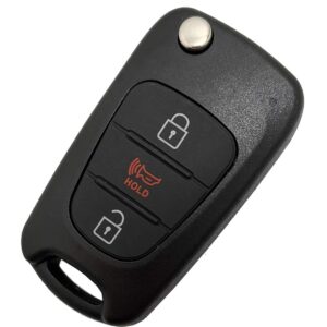 Replacement Key Fob Case Fits Kia Soul Rio Sportage 3 Buttons Key Fob Shell Flip Keyless Entry Remote Fob Cover Casing with Uncut Blade (1)