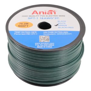 aniai low voltage landscape wire,ul list 18/2 spt-1 1000ft electrical wire,for light and lamp extension cable