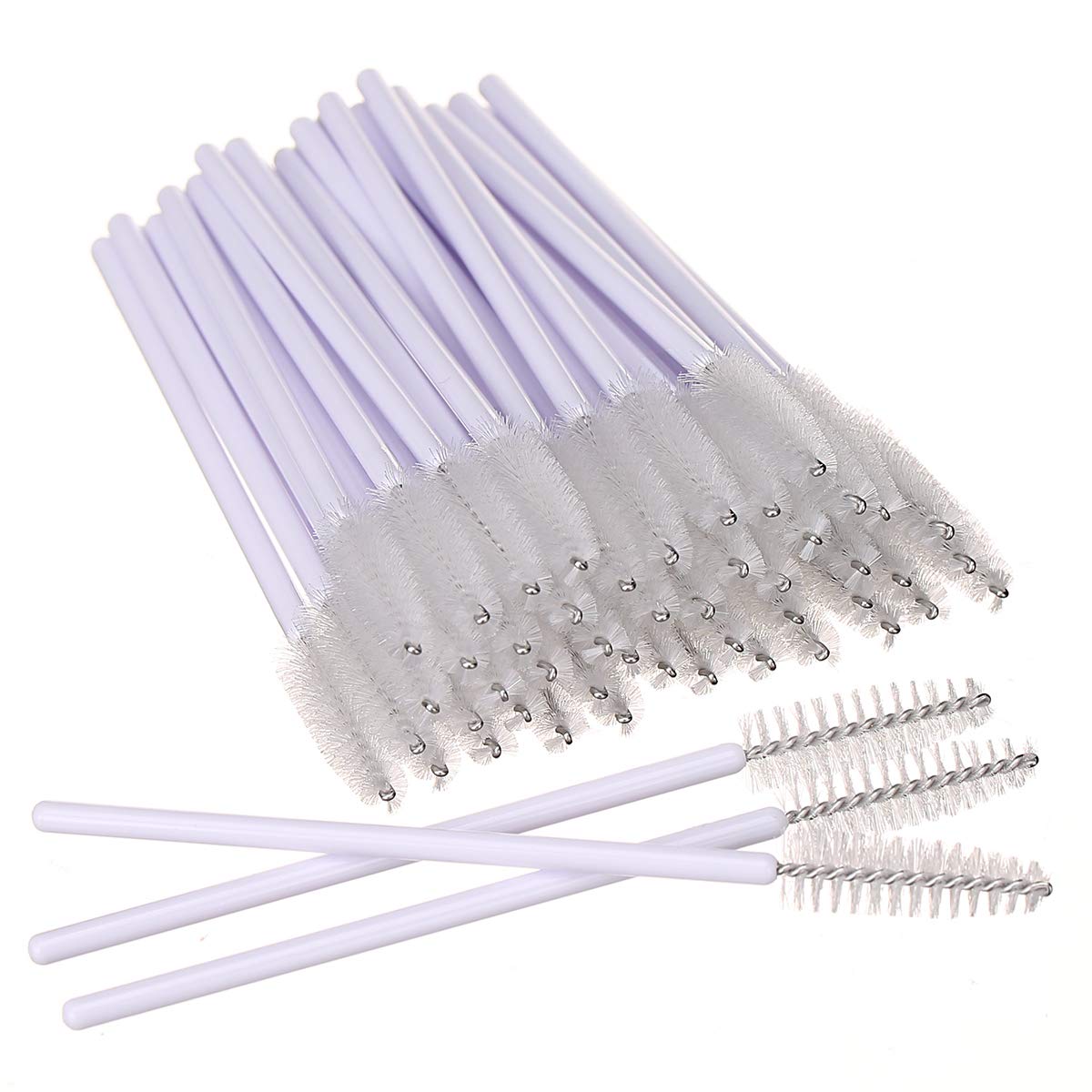 Elisel 100 PCS Disposable Eyelash Brushes Mascara Brushes Eye Lash Eyebrow Applicator Cosmetic Makeup Brush Tool Kits (White)