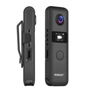 boblov c18 wifi 1080p body camera with oled screen and one big button for recording 4hours 1080p recording clip for wearable (32gb)