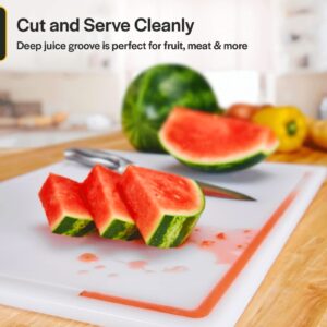 Thirteen Chefs Plastic Cutting Board with Juice Groove - Large Cutting Board for Meat, Grilling, BBQ, Smoking, Fruit, and More - 24" x 18" x 0.75" - Black