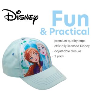 Disney Girls' Frozen Baseball Cap - 2 Pack Princess Elsa and Anna Curved Brim Strap Back Hat (2T-7), Size 4-7 Years, Frozen Spirit 2 Pack