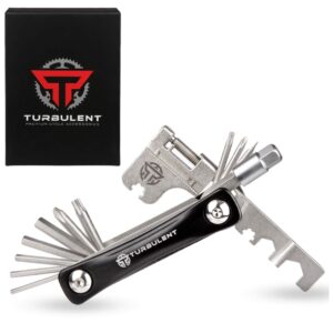 turbulent universal bike multitool - the ultimate 23 in 1 portable sized tool kit with chain breaker, allen keys, spoke tool and more - heavy duty multi function bicycle repair tools