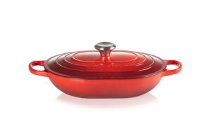 le creuset enameled cast iron signature oval casserole, 3.75 qt., cerise