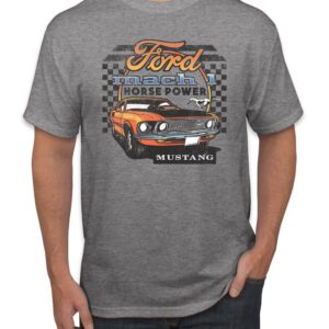 Ford Mustang Mach 1 Horse Power Classic Racing Cars and Trucks Men's Graphic T-Shirt, Heather Grey, 3X-Large