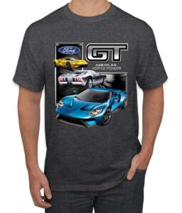 ford gt american horse power mustang cars and trucks men's graphic t-shirt, heather black, large