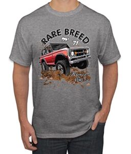 ford rare breed 71 bronco truck classic cars and trucks men's graphic t-shirt, heather grey, large