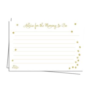 twinkle little star baby shower advice cards for mommy to be white glitter gold gender neutral boy or girl activity sparkles over the moon printed (24 count)