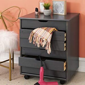 Linon Home Decor Products Corinne Six Drawer Wide, Grey Rolling Cart