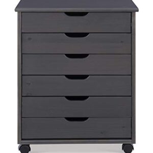 Linon Home Decor Products Corinne Six Drawer Wide, Grey Rolling Cart