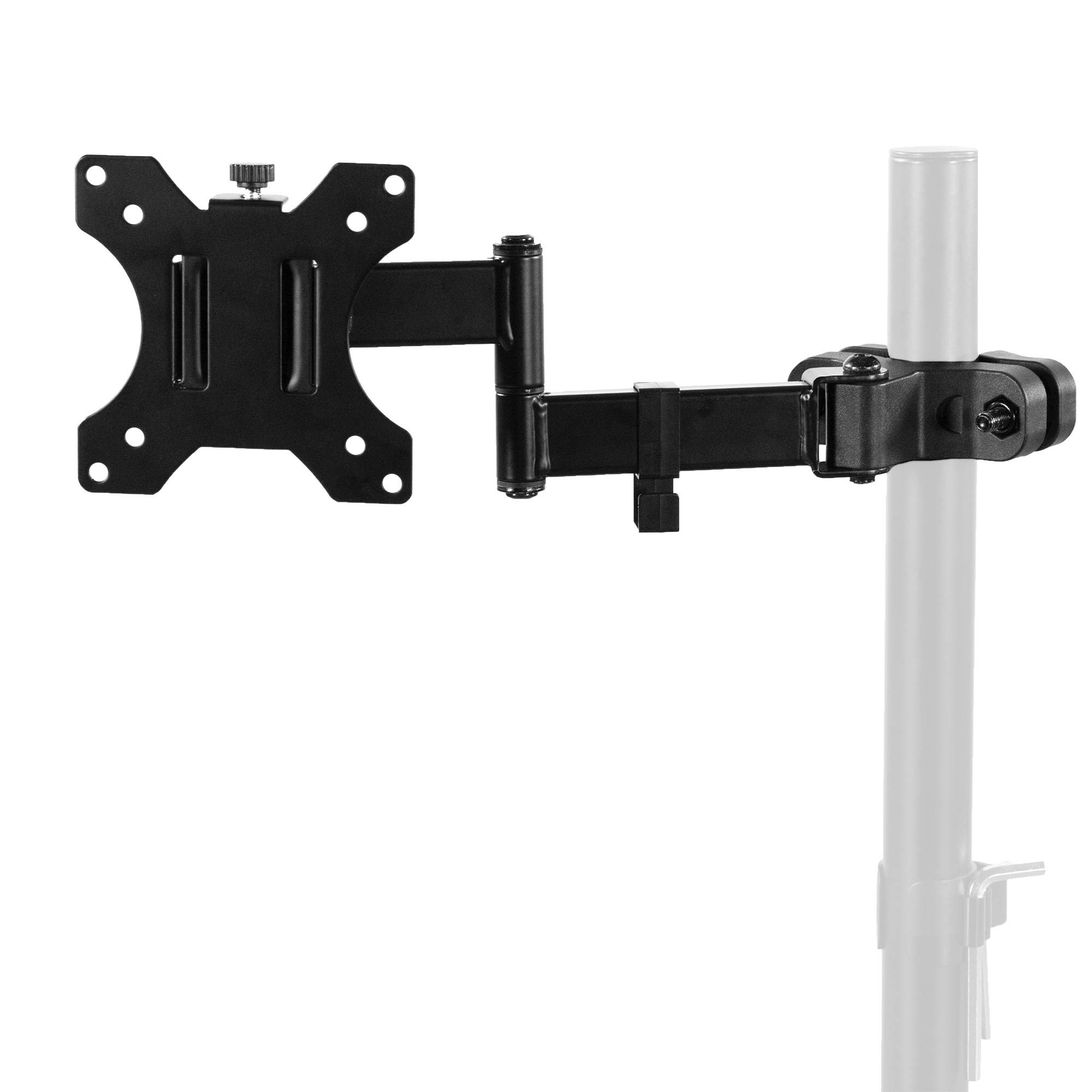 VIVO Steel Universal Full Motion Pole Mount Monitor Arm with Removable 75mm and 100mm VESA Plate, Fits 17 to 32 inch Screens, Black, MOUNT-POLE01A