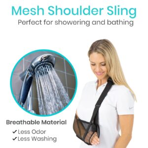 Vive Arm Sling for Shoulder Injury & Surgery Recovery - Waterproof Mesh Shower Sling Immobilizer for Rotator Cuff Support - Right Left Arm for Men & Women - Stabilize Elbow, Wrist, Thumb, Dislocation