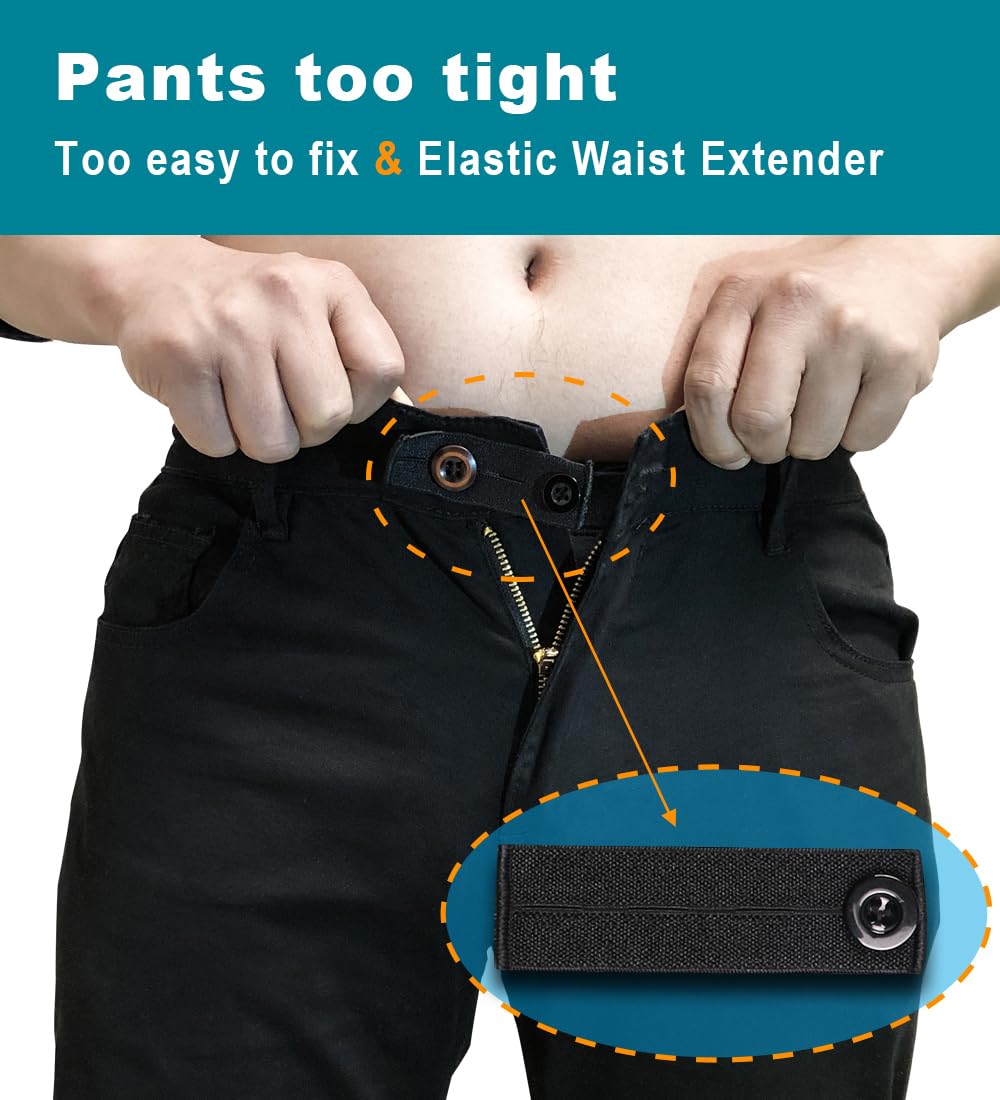 YUANHANG 15Pcs Waist Extender for Pants Jeans: Elastic Waistband Button Expander for Women Men