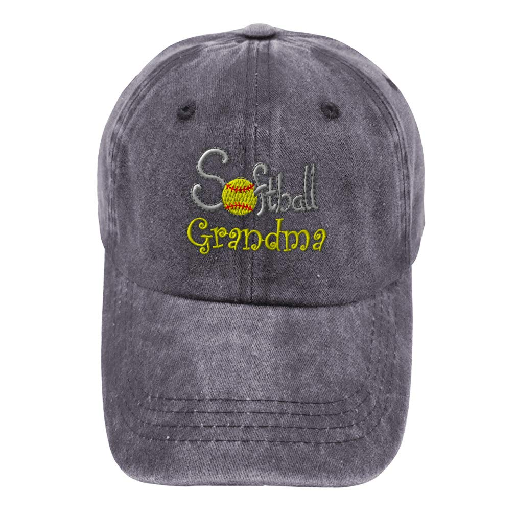 Vintage Washed Hat Softball Grandpa Grandmother Embroidery Cotton Dad Hats for Men & Women Buckle Closure Grey