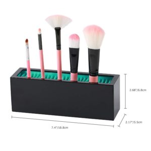 JAMEND CLXP Makeup Brushes Holder Organizer, Silicone Vanity Air Drying Rack Display Storage for Brush, Eyeliners and More, Practical Cosmetic Tools Container (Blue-Black)