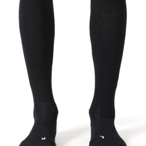 CelerSport 2 Pack Soccer Softball Baseball Socks for Youth Kids Adult Over-The-Calf Knee High Socks with Cushion, Black (2 Pack), Medium