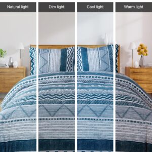 Shatex Comforter King Size (103x90Inch) Sets,3 Pieces,Blue Boho Triangle Ultra Soft All Season Bedding Set,1 Lightweight King Comforter with 2 Pillow Shams (20x36Inch)