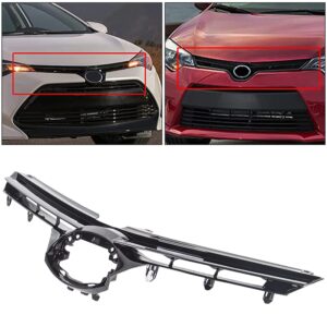 ecotric front bumper upper hood grille compatible with 2017-2019 toyota corolla base ce le l xle sedan 4-door black replacement for 5311102b00