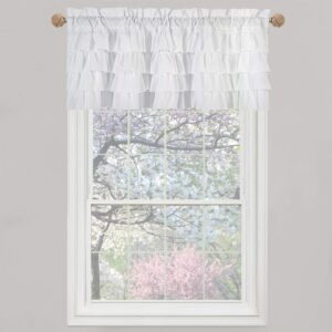 westweir white ruffle farmhouse valance - shabby chic layered curtain for bedroom (set of 2)