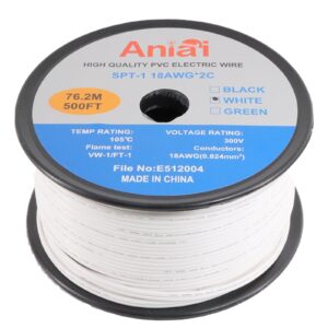 aniai spt-1 commercial grade wire bulk electrical wire 18 awg 10 amps 500 foot spool zip wire