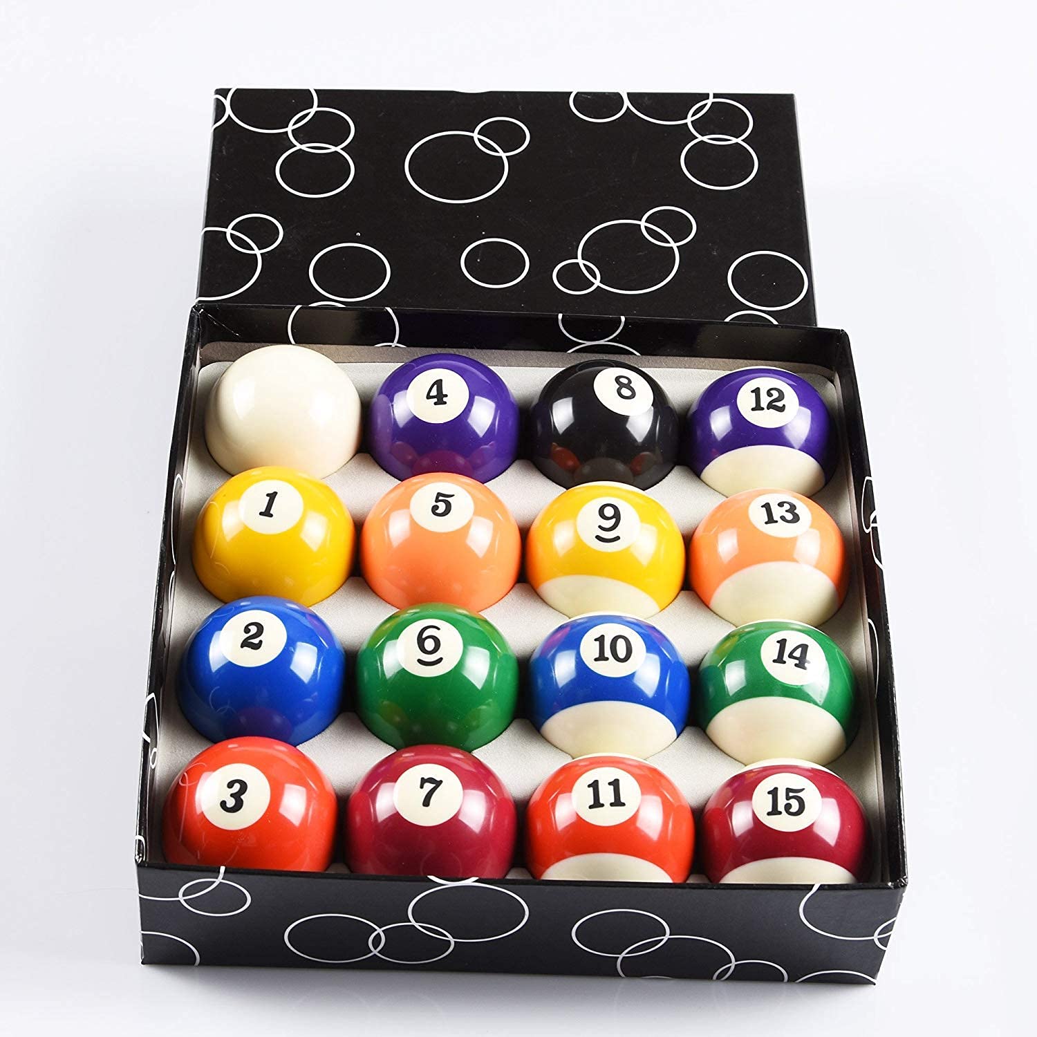 ISPiRiTo Billiard Ball Set Regulation Size 2-1/4 Inch Pool Balls Set Complete 16 Balls American Style Resin Balls Pool Table Accessories