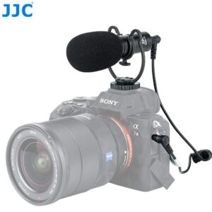 JJC SGM-V1 Shotgun Video Microphone, Cardioid Microphone Condenser Mic Vdeomicro w/Shock Mount, Furry Foam Windscreen, Electret Condenser, 3.5mm TRS TRRS Cable, for Andoid Phone DSLR Camcorder