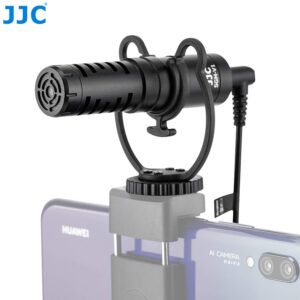 JJC SGM-V1 Shotgun Video Microphone, Cardioid Microphone Condenser Mic Vdeomicro w/Shock Mount, Furry Foam Windscreen, Electret Condenser, 3.5mm TRS TRRS Cable, for Andoid Phone DSLR Camcorder