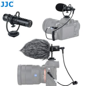 JJC SGM-V1 Shotgun Video Microphone, Cardioid Microphone Condenser Mic Vdeomicro w/Shock Mount, Furry Foam Windscreen, Electret Condenser, 3.5mm TRS TRRS Cable, for Andoid Phone DSLR Camcorder