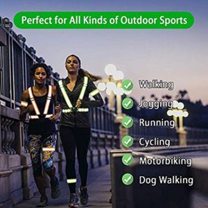 Chiwo Reflective Vest Running Gear 2Pack, High Visibility Adjustable Safety Vest for Night Cycling,Hiking, Jogging,Dog Walking, Construction Safe (Green)