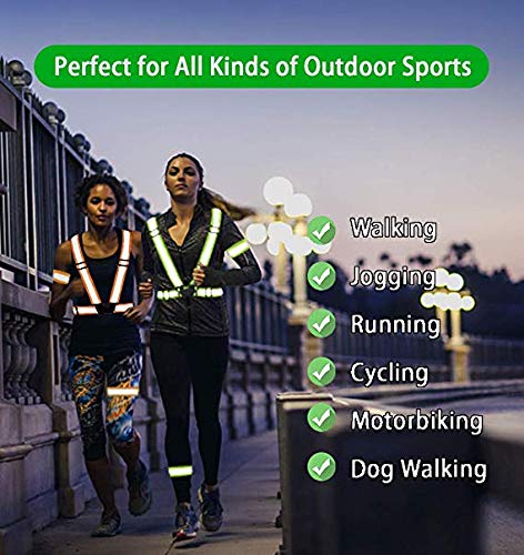 Chiwo Reflective Vest Running Gear 2Pack, High Visibility Adjustable Safety Vest for Night Cycling,Hiking, Jogging,Dog Walking, Construction Safe (Green)