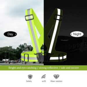 Chiwo Reflective Vest Running Gear 2Pack, High Visibility Adjustable Safety Vest for Night Cycling,Hiking, Jogging,Dog Walking, Construction Safe (Green)