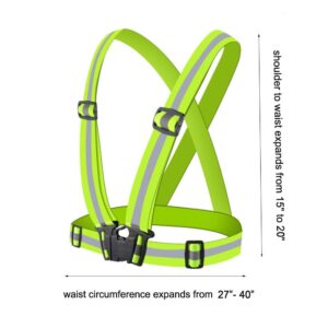 Chiwo Reflective Vest Running Gear 2Pack, High Visibility Adjustable Safety Vest for Night Cycling,Hiking, Jogging,Dog Walking, Construction Safe (Green)