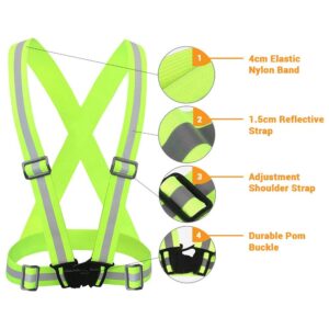 Chiwo Reflective Vest Running Gear 2Pack, High Visibility Adjustable Safety Vest for Night Cycling,Hiking, Jogging,Dog Walking, Construction Safe (Green)