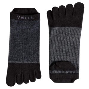 VWELL Cotton Toe Socks Five Finger Socks No Show Crew Athletic Running Socks 4 Pairs,Size 7-11