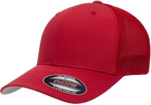 flexfit unisex-adult's mesh fitted, red, one size