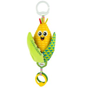 lamaze john deere clip n go, corn e. cobb baby clip on toy, multi