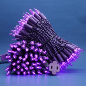 SWEET SHINE Purple LED Christmas Lights with Purple Wire, 66 Ft 200 Counts UL Certified Holiday Lights Set (Purple)